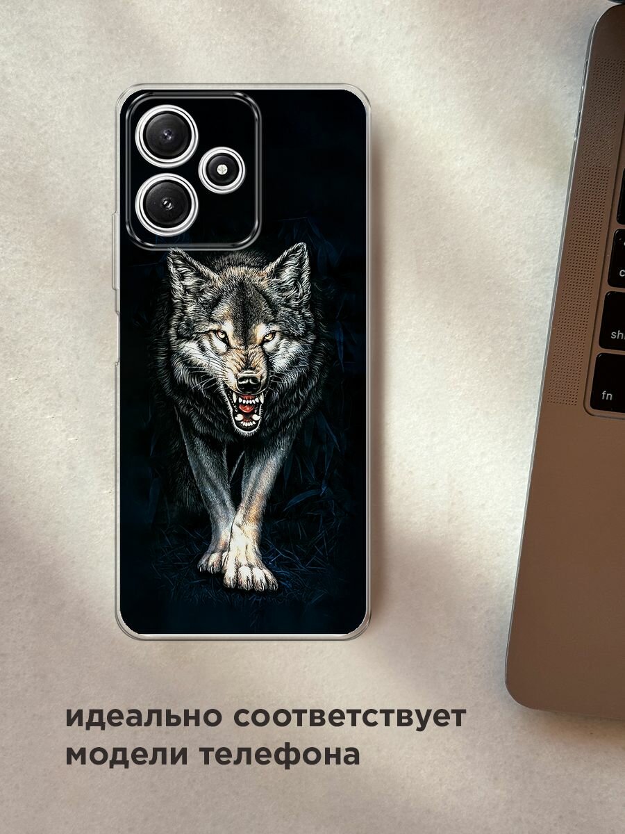 Чехол на Xiaomi Redmi 12 / Сяоми Редми 12 с принтом "Злобный волк из ночи" — фото 1