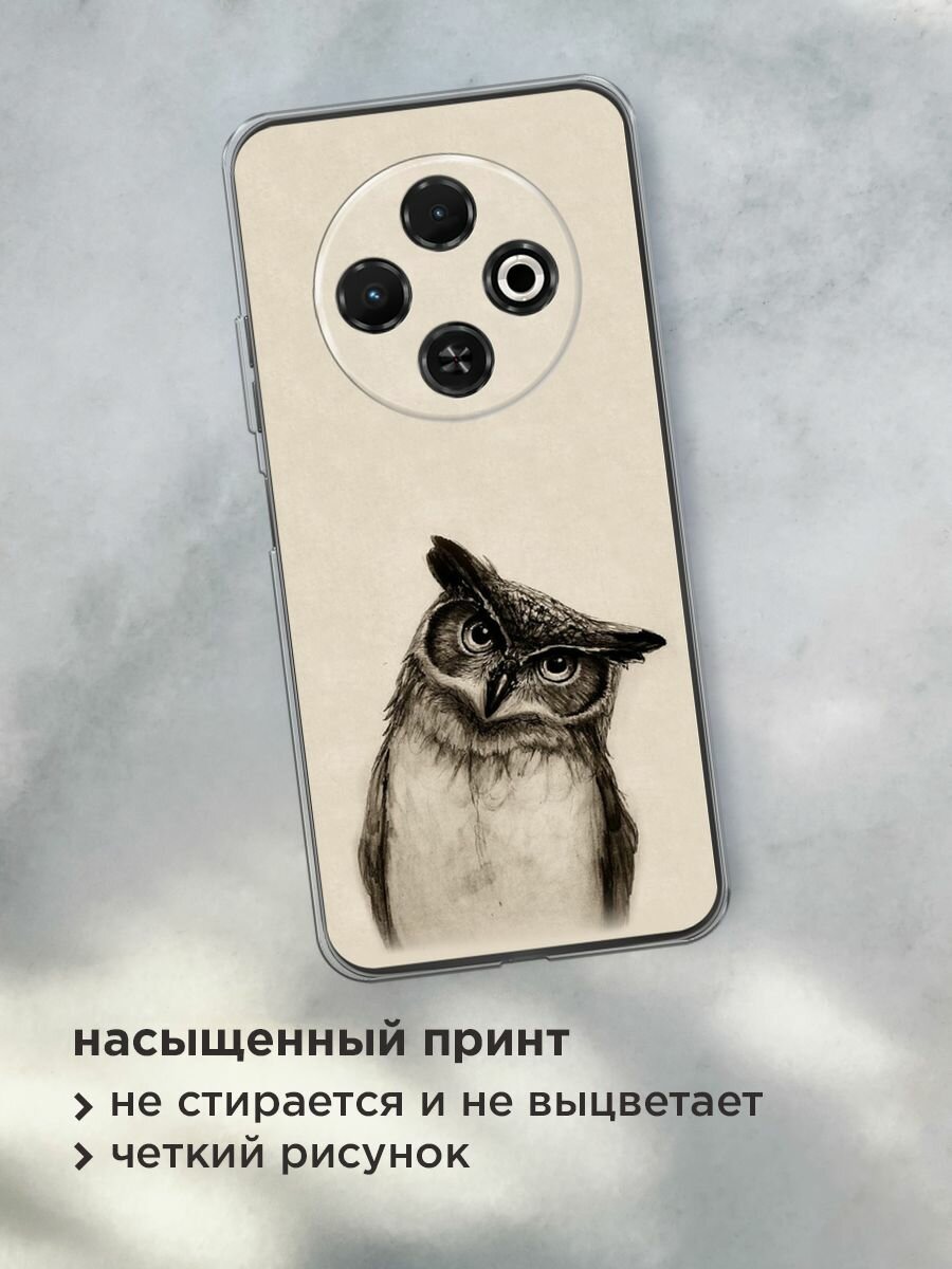 Силиконовый чехол на Tecno Spark 30C / Текно Спарк 30C с принтом "Сова" — фото 1