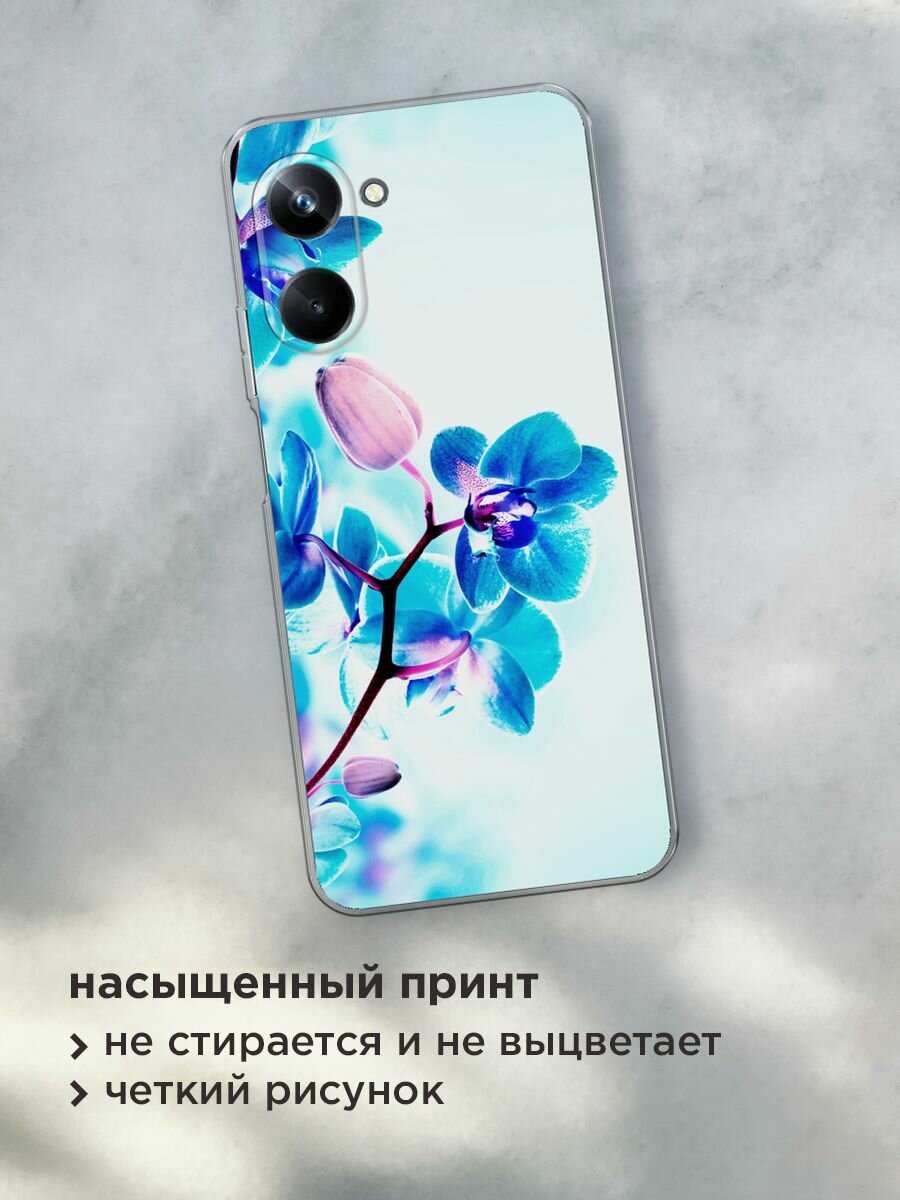 Чехол на Realme 10 Pro / Реалми 10 Про с принтом "Голубая орхидея" — фото 1
