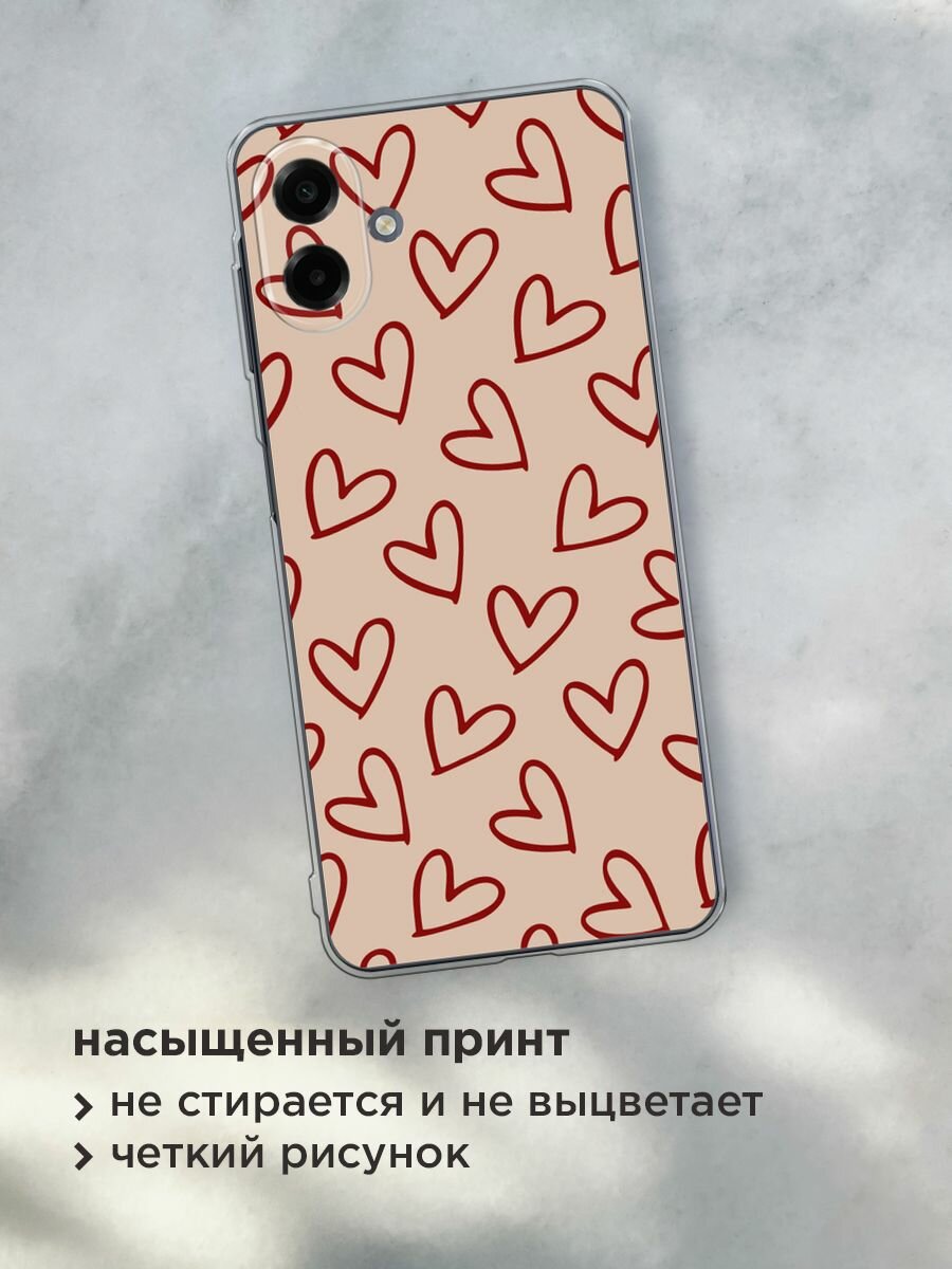Чехол на Samsung Galaxy A07 / Самсунг А07 с принтом "Little hearts doodles 1 - 14 февраля" — фото 1