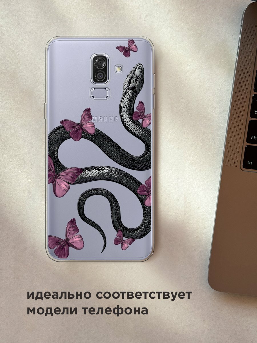Чехол на Samsung Galaxy J8 / Самсунг Галакси Джей 8 с принтом "Snake and butterflies 2" — фото 1