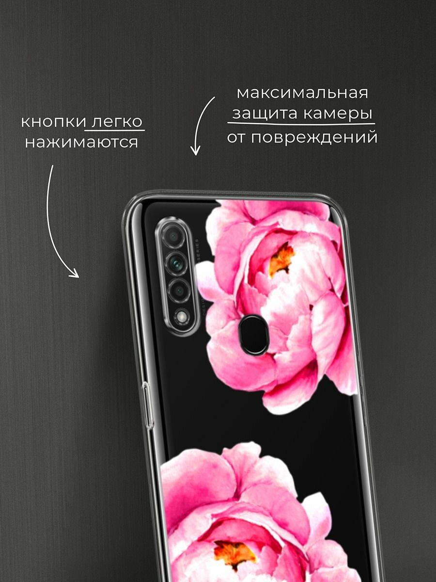 Чехол на Oppo A31 / Оппо А31 с принтом "Open peonies", прозрачный — фото 1