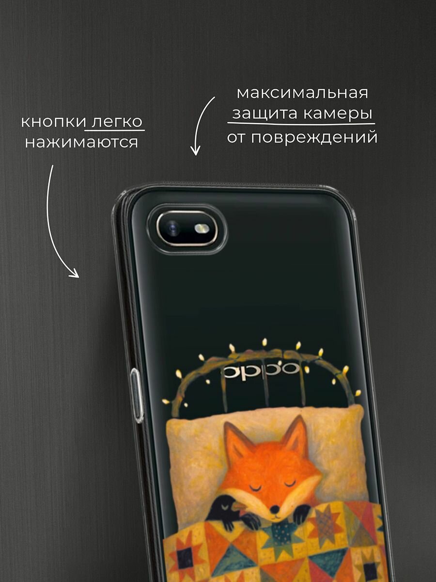 Чехол на Oppo A1k / Оппо А1к с принтом "Лисичка спит", прозрачный — фото 1