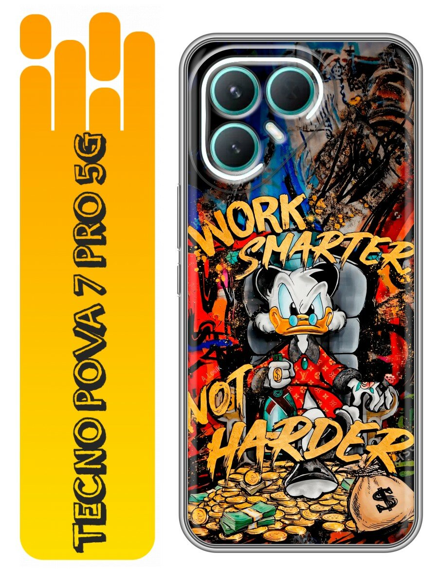 Чехол для Tecno Pova 7 Pro 5G с принтом Скрудж Мак Дак Деньги (Техно Пова 7 Про 5G)