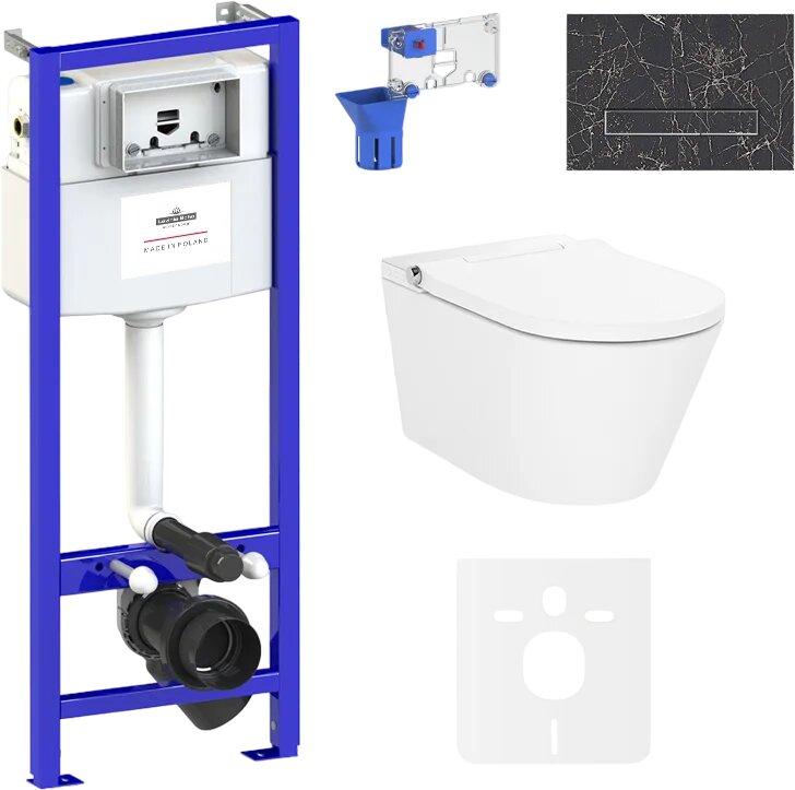 Комплект Lavinia Boho Унитаз подвесной Smart V-Clean 3359102R с микролифтом / Инсталляция RelFix 38010010 / Кнопка, Дозатор