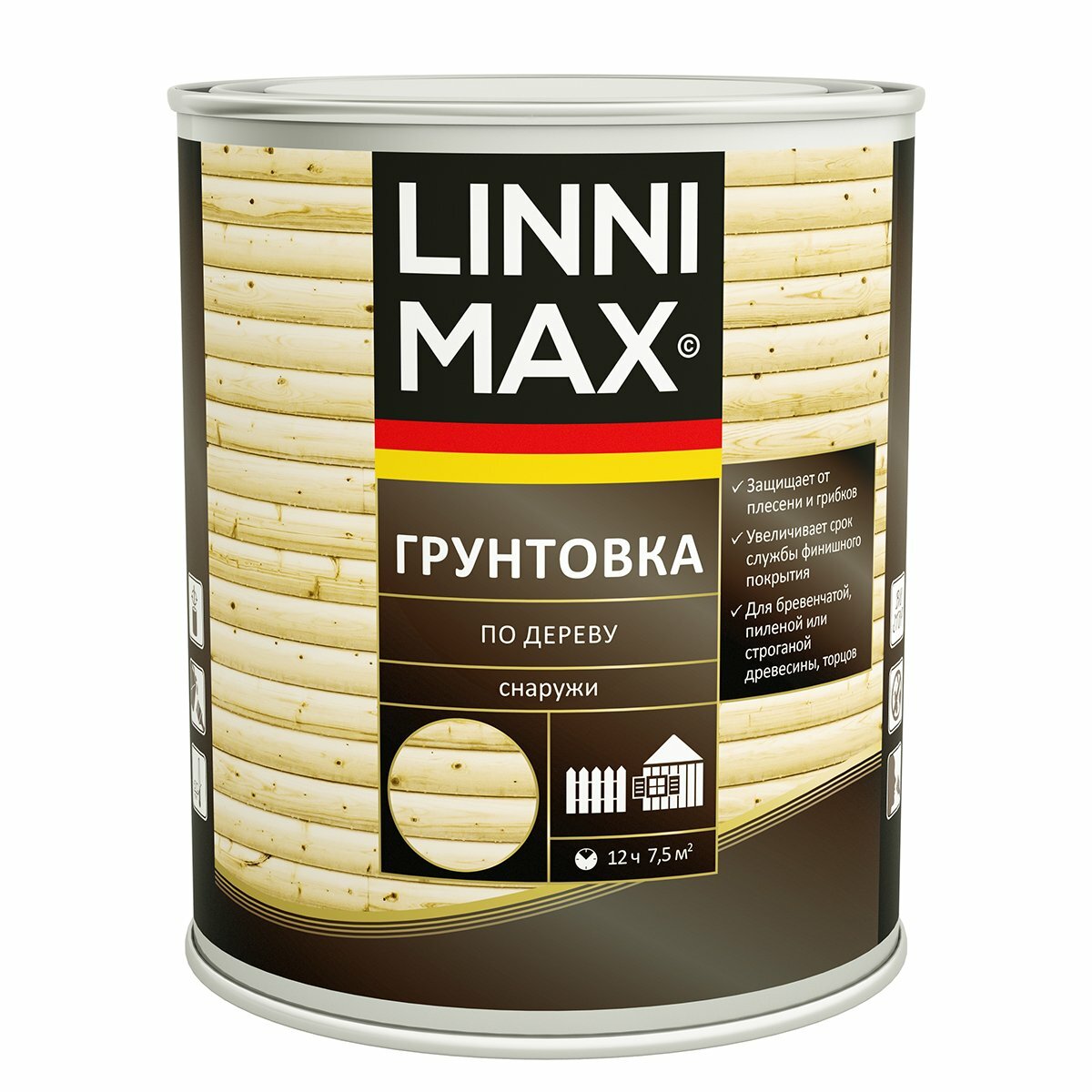 Грунтовка Linnimax по дереву, алкидная, бесцветная, 0.75 л