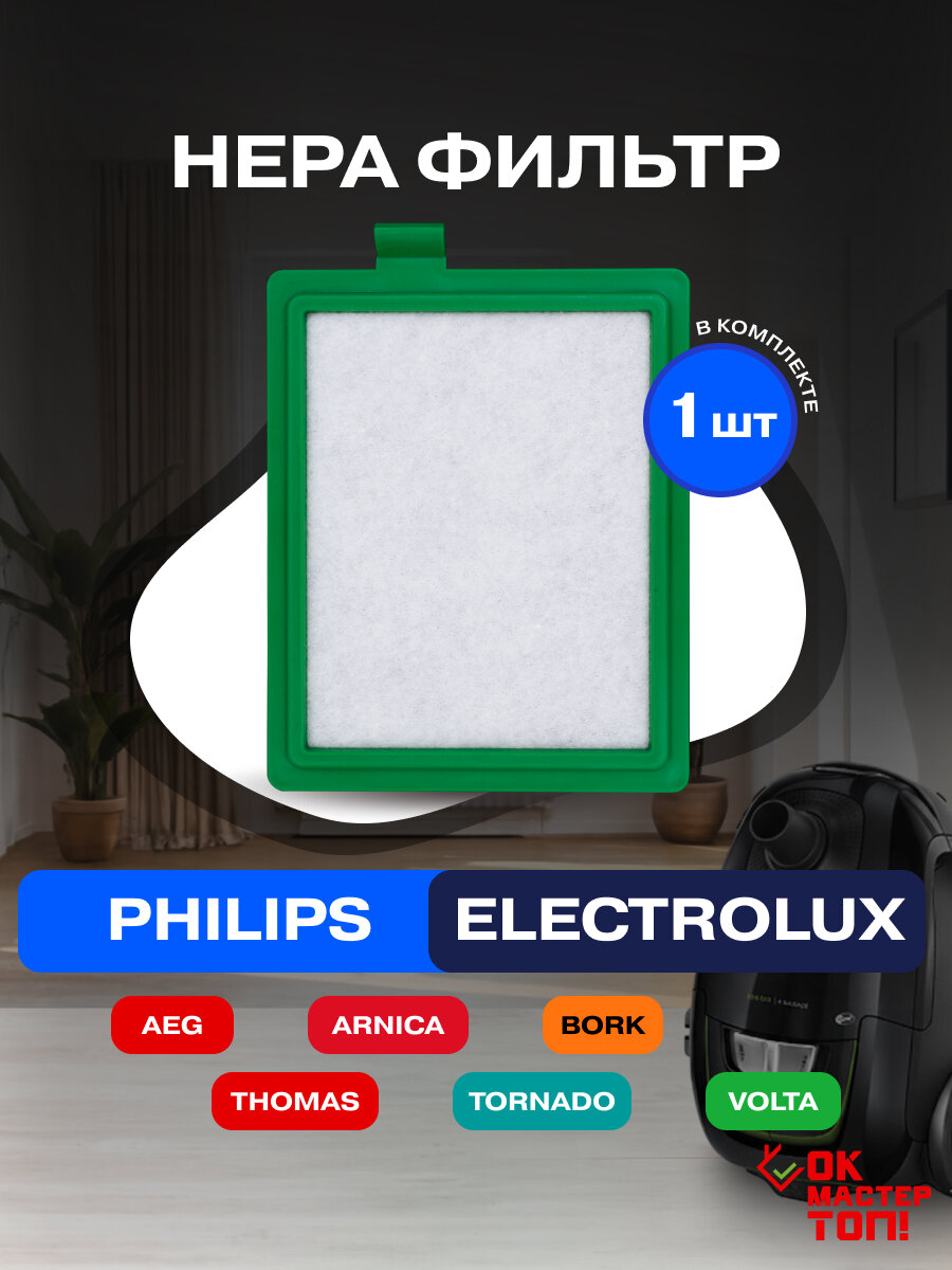 HEPA фильтр для пылесоса Philips, Electrolux, Bork, Arnica, AEG, Tornado, Volta, Thomas