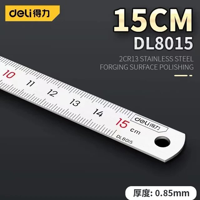Deli Многостандартная измерительная линейка из нержавеющей стали 15/20/30/50 см 15CM