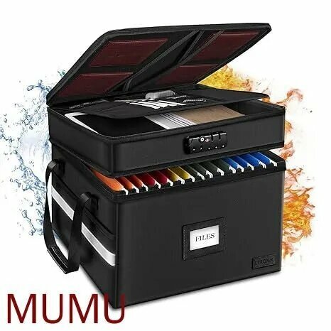 Огнеупорный ящик для документов с замком, 2-х уровневая папка с 5 вкладками, складное хранилище для файлов со светоотражающей полосой для писем и папок формата Legal