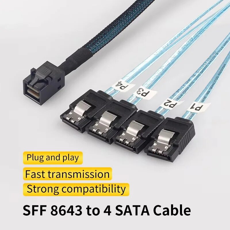 HD Mini SAS 12G SFF-8643 к SATA кабель-адаптер 0.5m