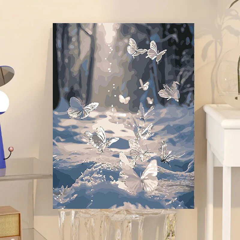 2025 Цифровая масляная живопись DIY Масляная живопись Ручная роспись Цифровая живопись Пейзаж с бабочками Портретная раскраска Живопись для гостиной и спальни Декоративная живопись