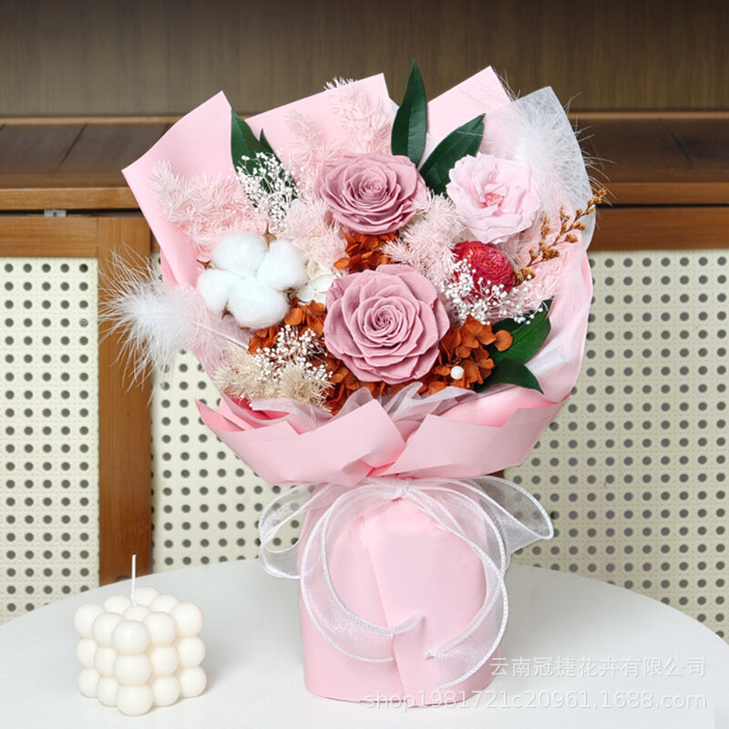 Засушенные розы, подарок на День матери, небольшой букет на День святого Валентина, букет из засушенных цветов, готовая подарочная коробка