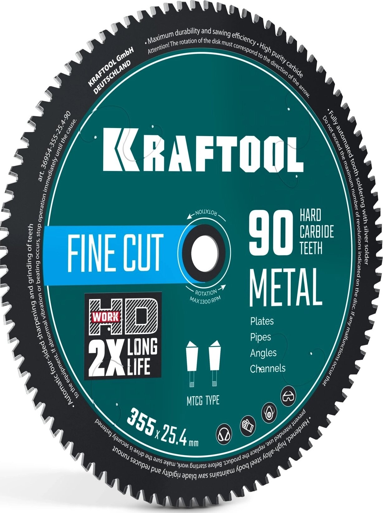 Диск пильный по металлу и стали KRAFTOOL Metal Cut 355 х 25.4 мм, 90Т