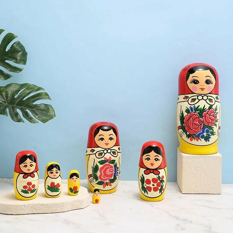 Матрешка деревянная; Семиместная, ручной работы, семеновская роспись; Матрешка сувенир