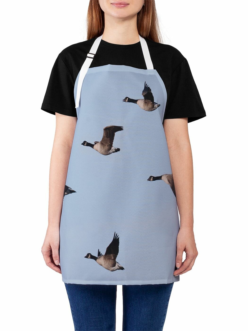 Фартук для кухни тканевый "Летящие утки" / водоотталкивающий, универсальный размер , JoyArty