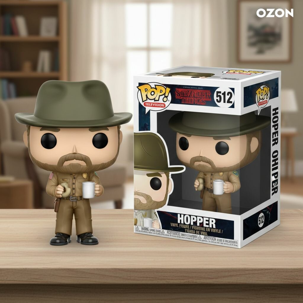 Фигурка Funko POP! Stranger Things Хопер 512 с кофе, виниловая, 1 шт, для коллекции, подарок, игрушка