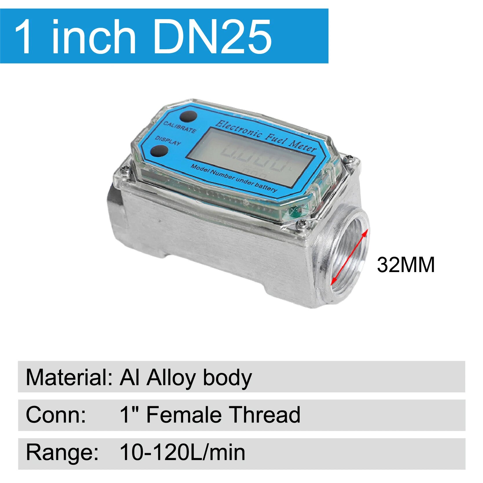 Электронный расходомер CERTEON 1 inch DN25, Al Alloy