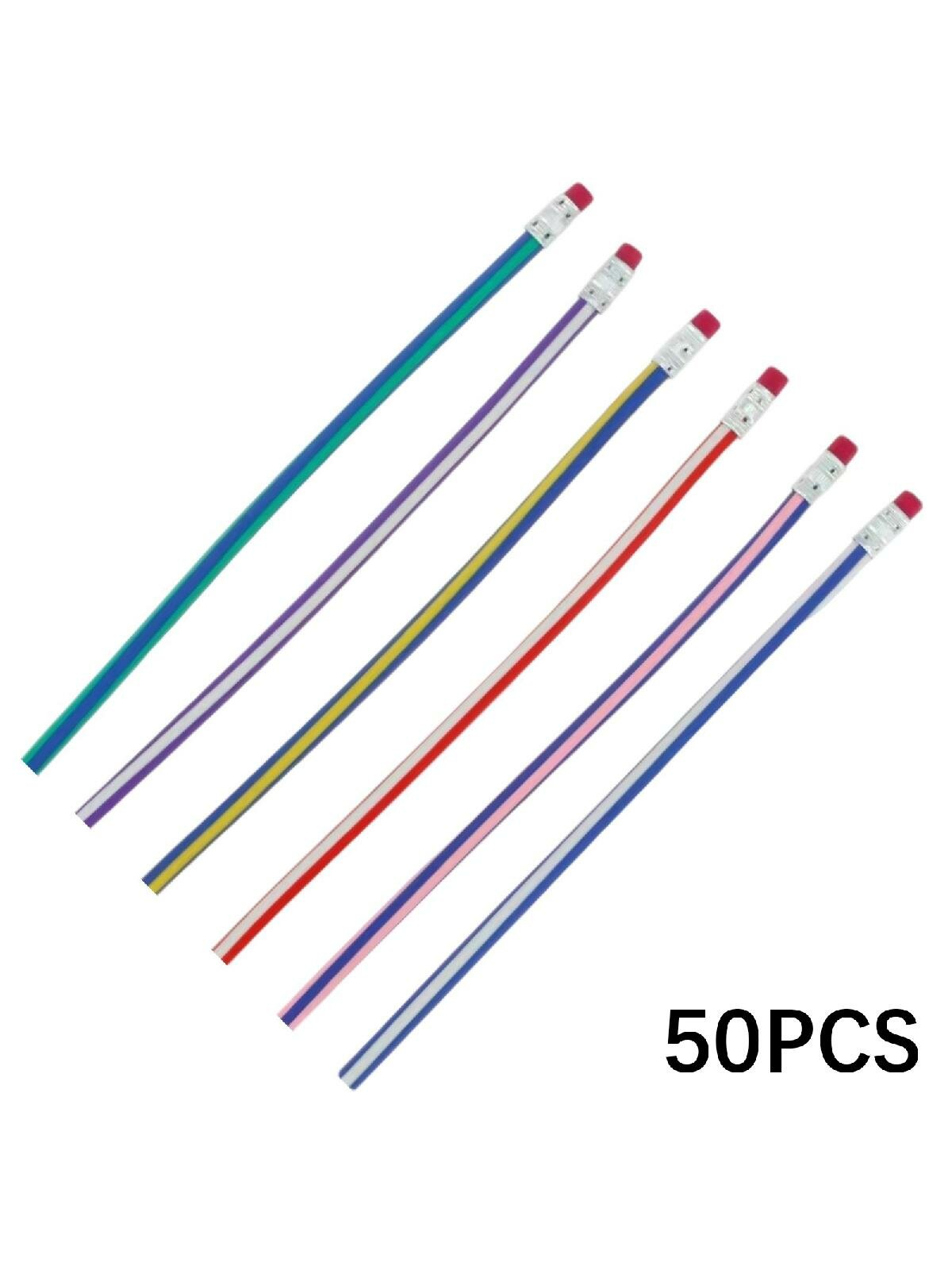 50, деформированные карандаши, креативные канцелярские принадлежности, складные мягкие карандаши, изогнутые цветные полосатые мягкие карандаши