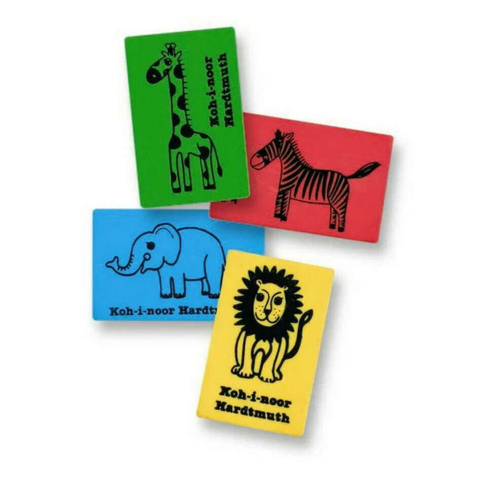 Ластик KOH-I-NOOR "Animals", 35,5х23х8 мм, ассорти, мягкий, прямоугольный, натуральный каучук, 6200006001KK, 274671