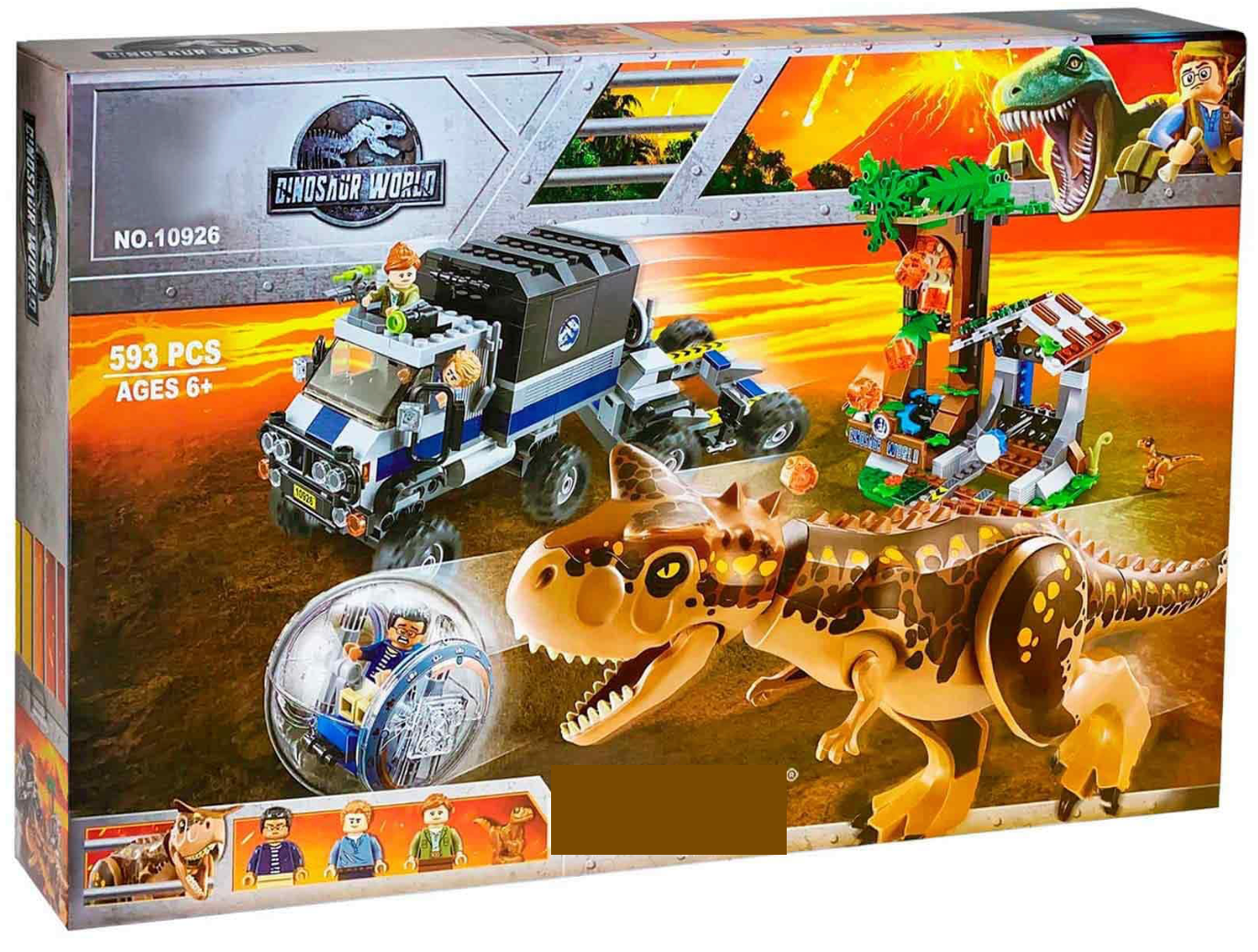 Конструктор Динозавр Побег в гиросфере от карнотавра 10926 BELA Dinosaur World, 593 детали