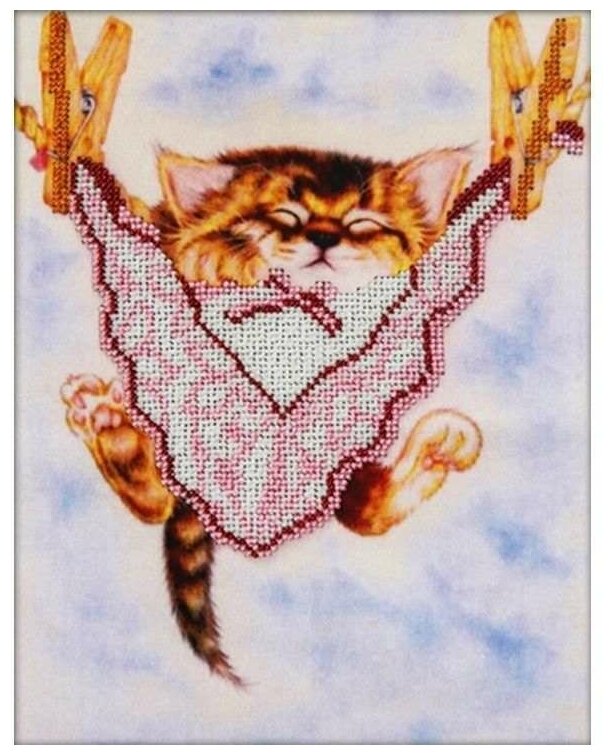 Набор для вышивания бисером Астрея (Глурия) "Спящий котенок"