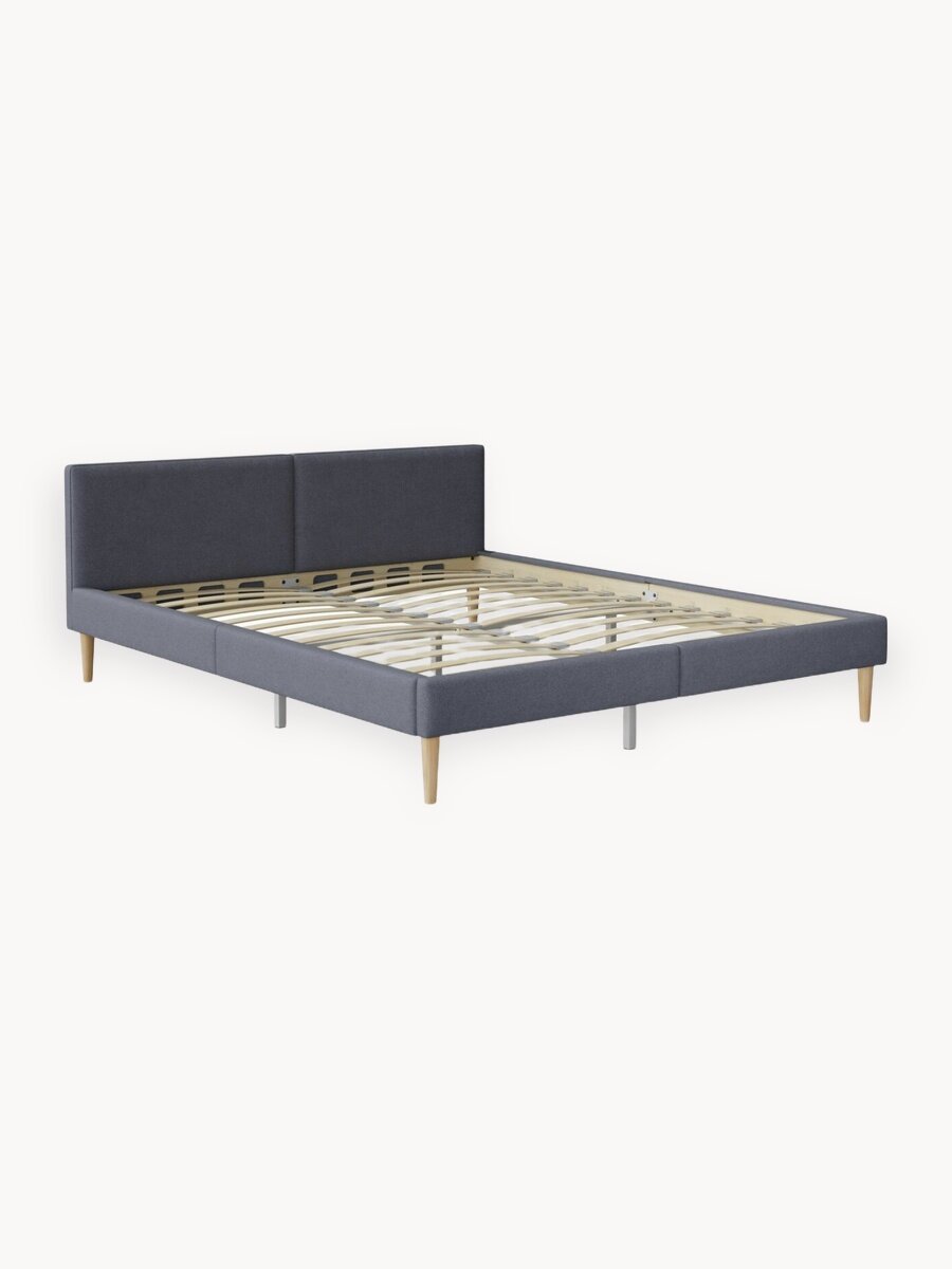 Кровать MONOFIX одос двуспальная 160х200, велюр серый №32 с мягким изголовьем