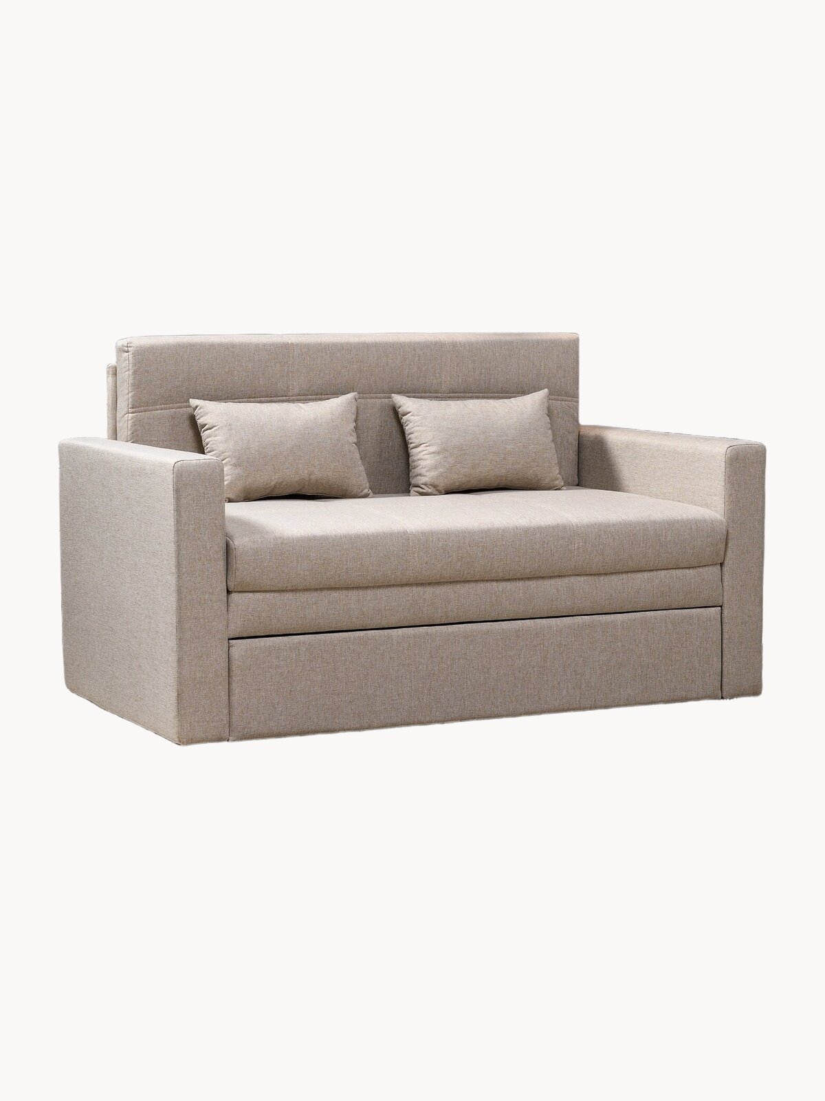 Прямой диван-кровать Вилли ТД 301/1, раскладной, выкатной, 195x120см спальное место, жаккард Тесла, крем