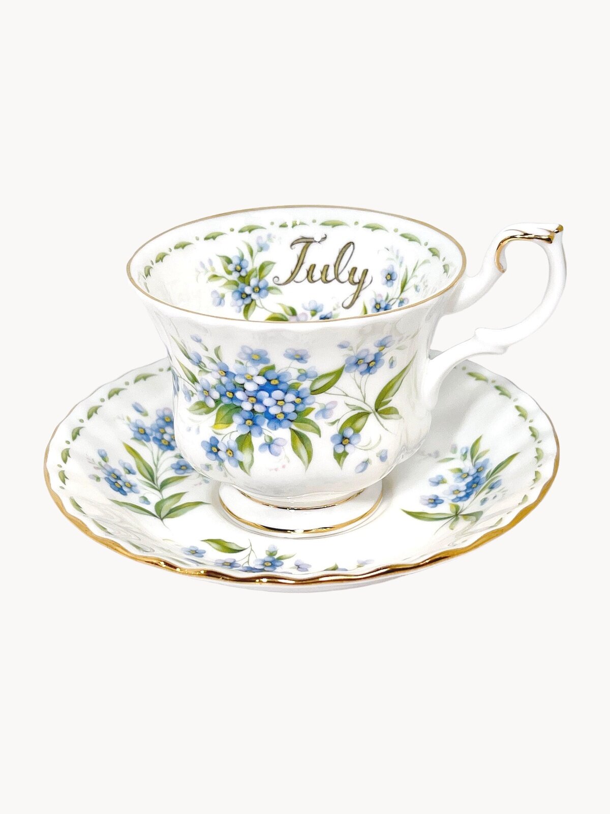 Чайная пара Royal Albert. Серия "Цветок месяца". Англия. Костяной фарфор. Клеймо 70-е гг. Сузуран в мае-RPMIKY