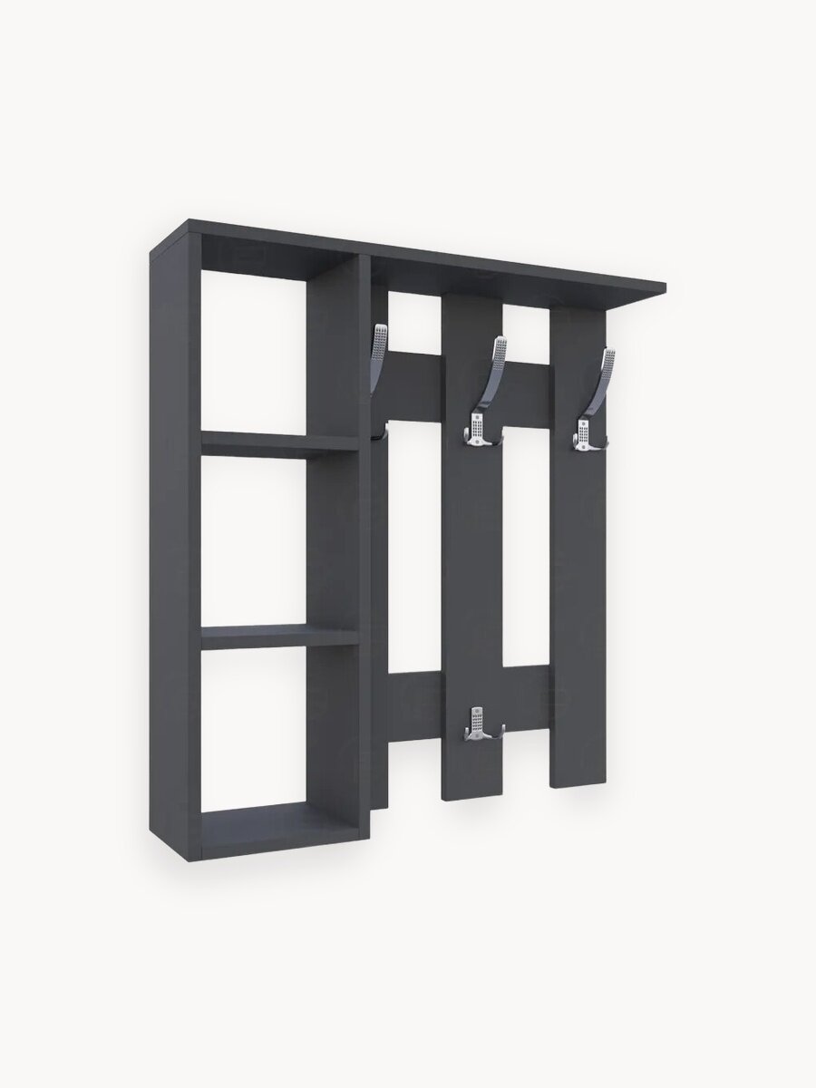 Вешалка настенная в прихожую "ВосторгМебель" цвет графит ЛДСП