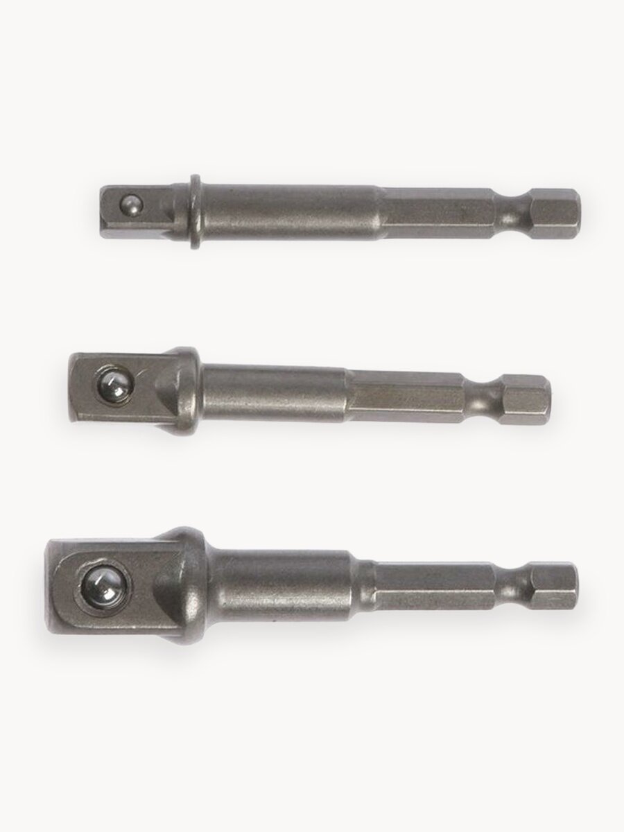 Набор адаптеров для торцевых головок тундра, сталь CrV, 1/2 x 75, 3/8 и 1/4" х 65 мм, 3 шт.