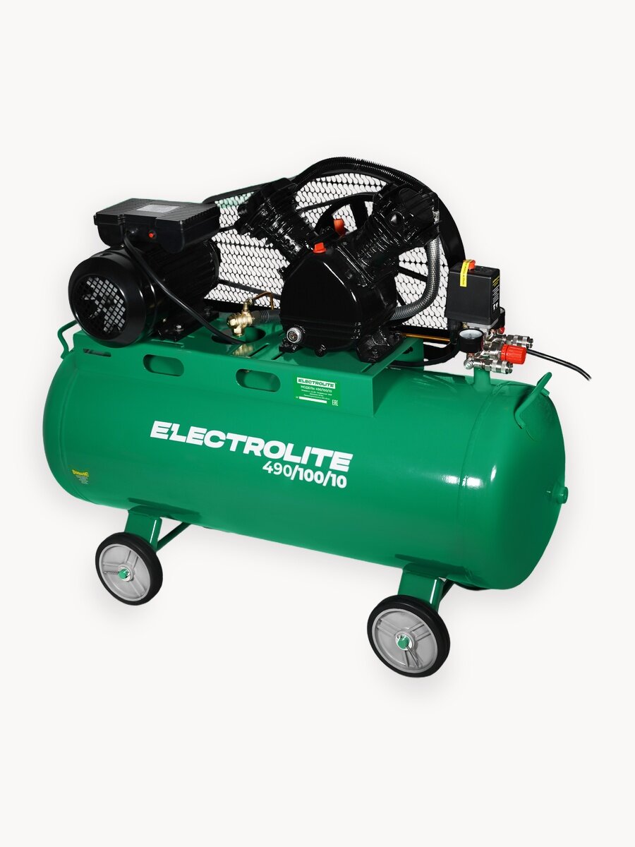 Компрессор воздушный поршневой ELECTROLITE 490/100 ( 2,2 кВт, 490л производительность, 100л ресивер )