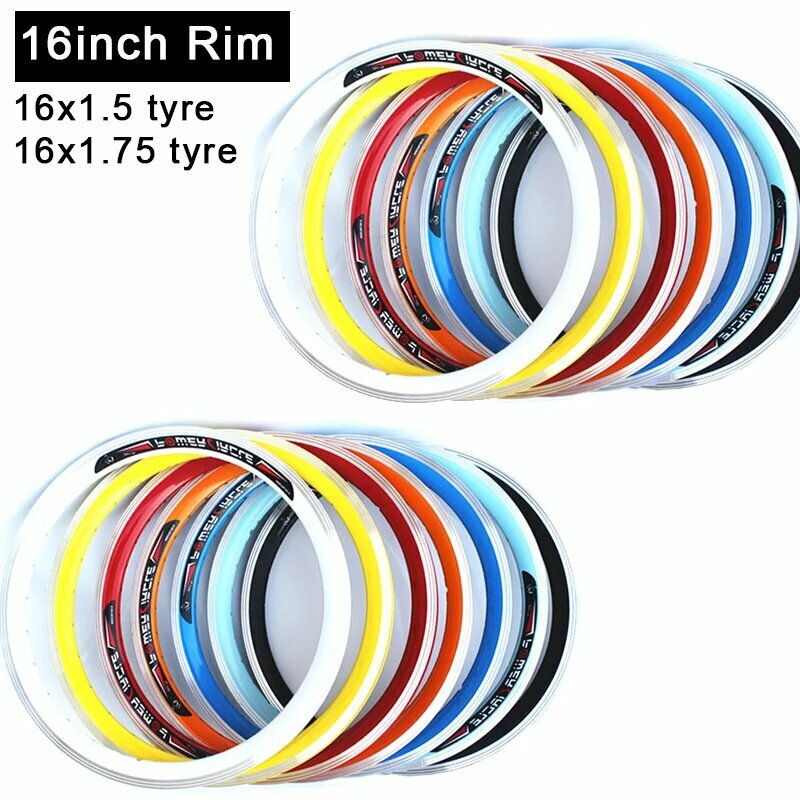 Двухслойный алюминиевый обод для складного велосипеда 16 дюймов 16inch 36H Black 1pc