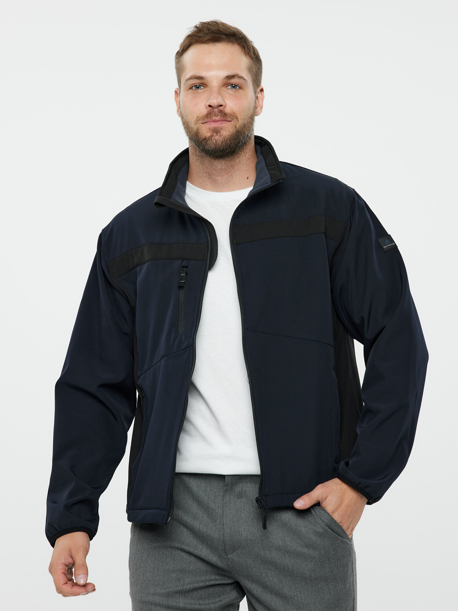 Куртка мужская демисезонная SOFTSHELL LULEA2 из полиэстера и эластана, синяя