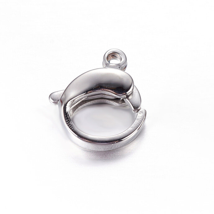 Застежка, 12х10мм, карабин овальный, качество А, базовый материал - нержавеющая сталь, без покрытия, 1 шт.