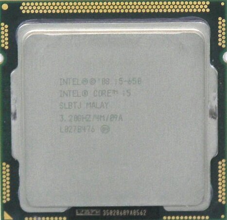 Процессор Intel Core i5-650 3.2, 3.46, Ghz, Socket 1156/4Mb/2x, 4x, Core/HD Graphics, SLBTJ Malay