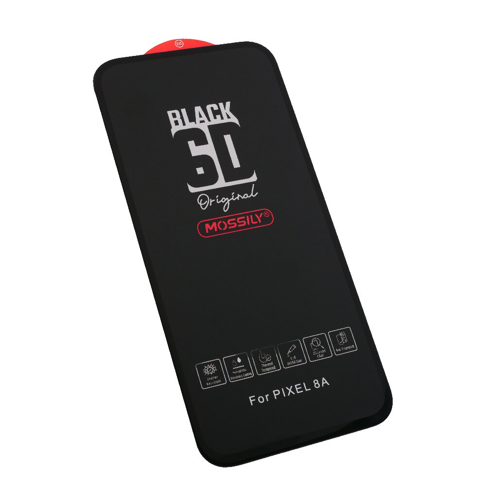 Защитное стекло 9H Black для Google Pixel 8A, черная рамка т/у