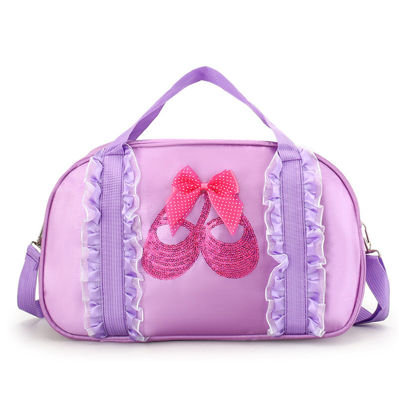 Танцевальная сумка "Принцесса", для латиноамериканских танцев, фиолетовая, с принтом обуви
