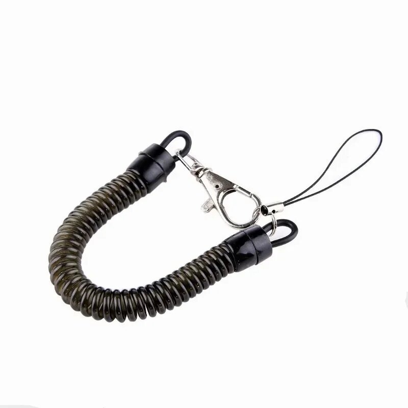 1 шт, черный пружинный ремешок для ключей, подвеска, держатель для мобильного телефона, брелок, подвесной веревочный ремешок, брелок для карты доступа, анти-потерянный
