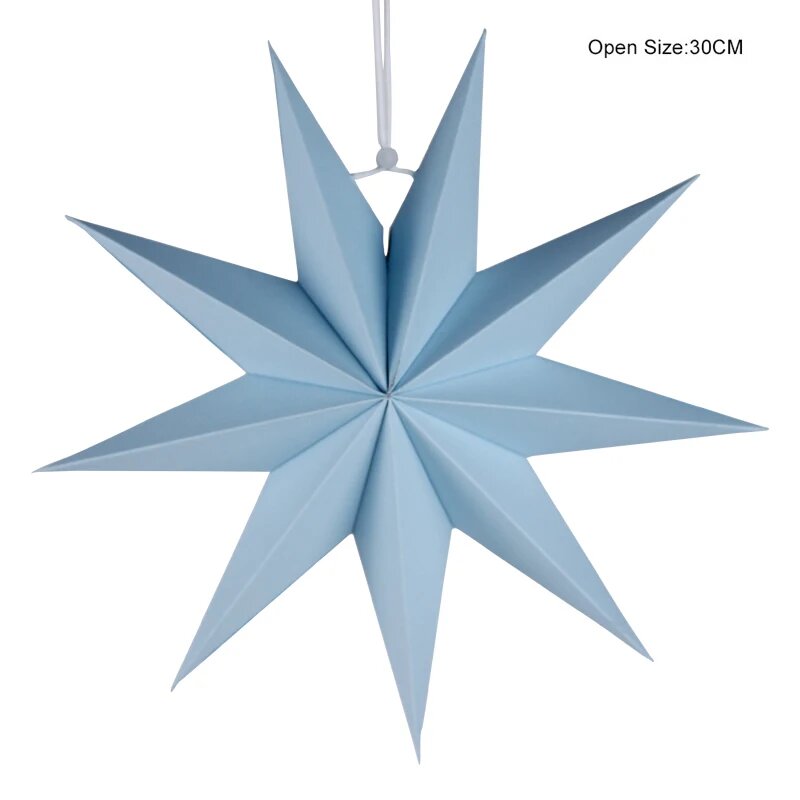 Бумажные звезды для декора 30 см blue