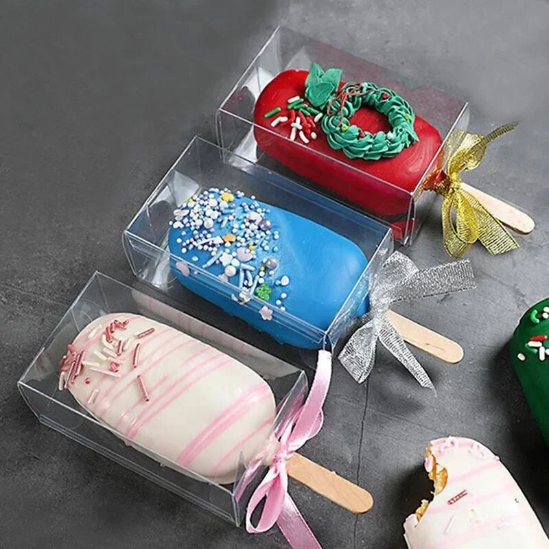 Прозрачные пластиковые коробки для мороженого 50 шт 9.5X5.5X3.8cm