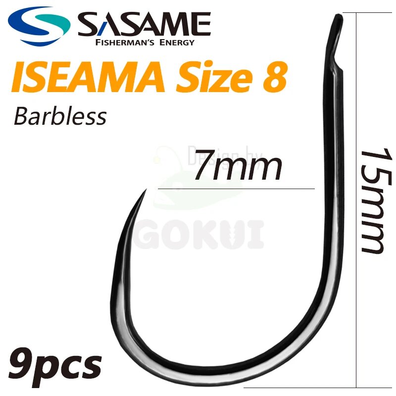 SASAME Рыболовный крючок для карпа Iseama из высокоуглеродистой стали Size 8 9pcs