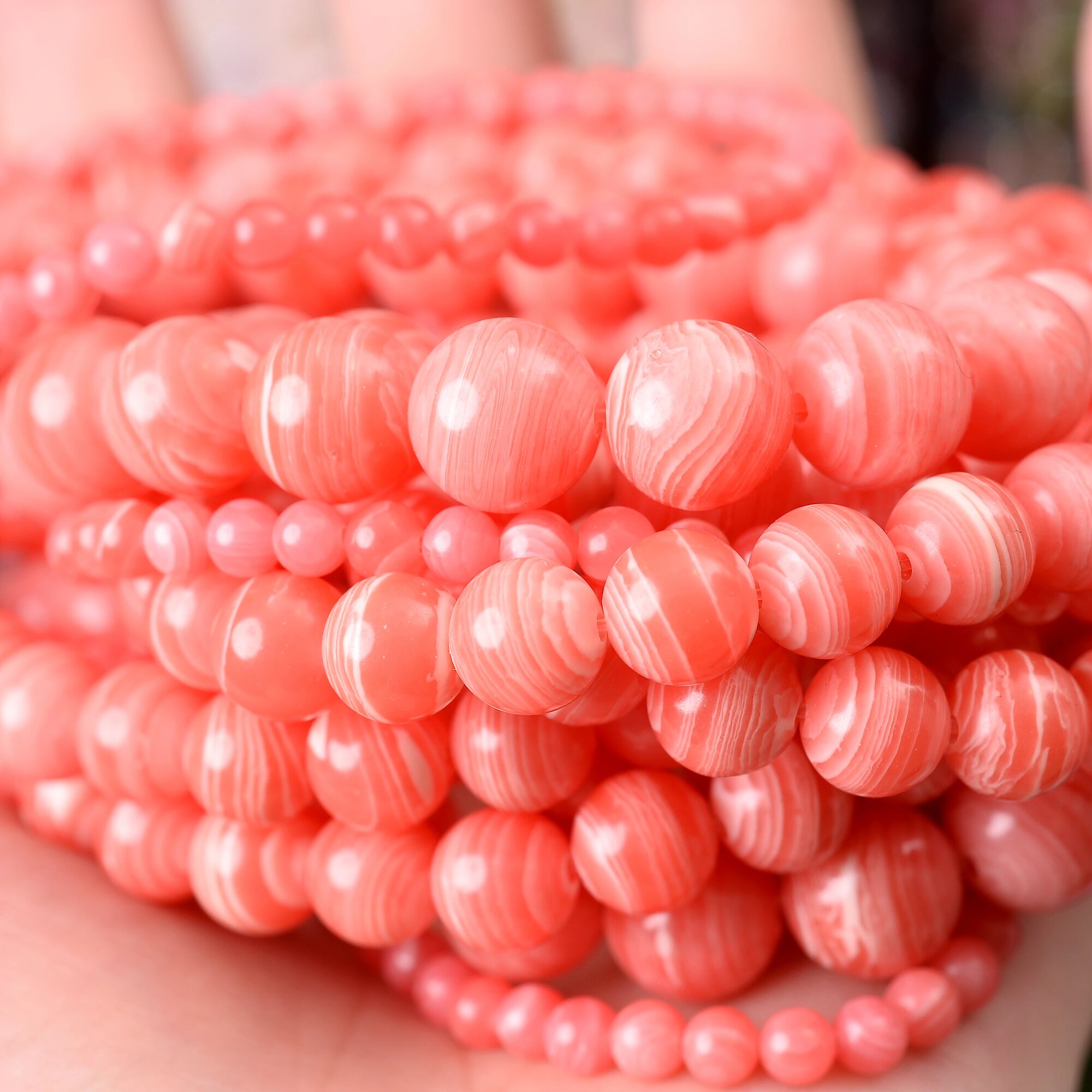 Бусины из натурального камня 4-12 мм Розовый, 6mm approx 61 beads, rhodochrosite