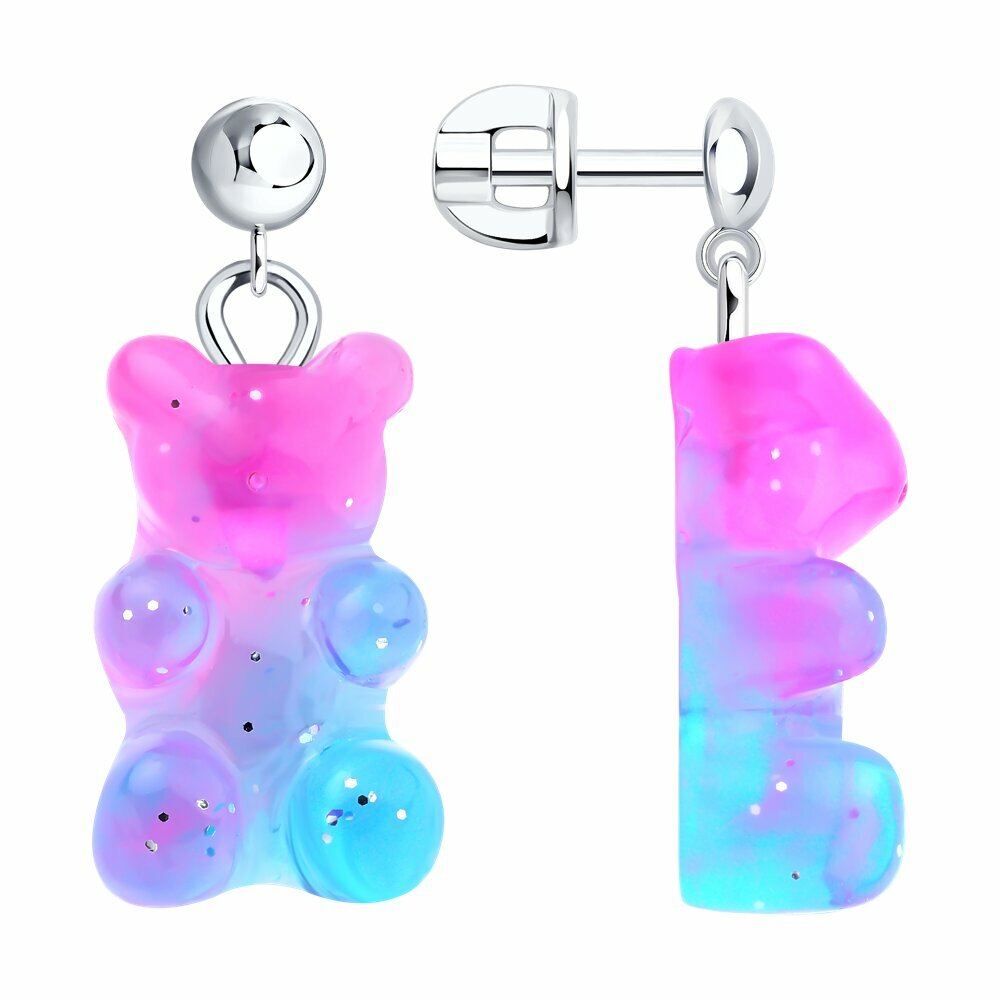 Серьги, серебро, 925 проба, родирование