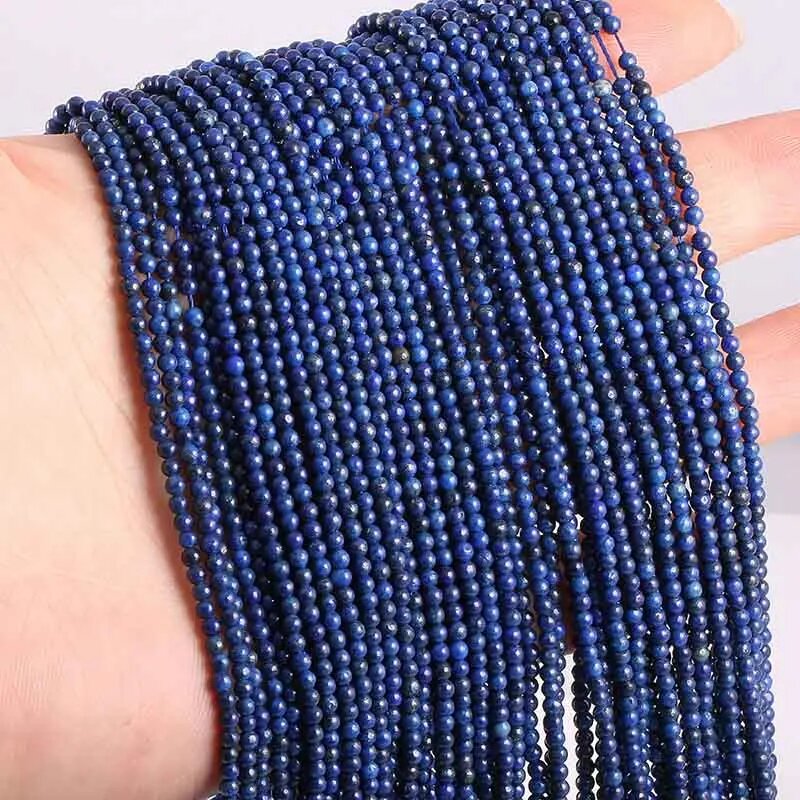 Бусины из розового кварца, аметистов, агатa 2 мм, 3 мм Синий, 2 мм, Lapis lazuli