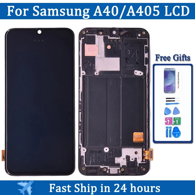 Для Samsung A40 SM-A405F SM-A405FN SM-A405FM SM-A405S ЖК-дисплей Сенсорная панель Экран Дигитайзер в сборе Замена дисплея TFT With Frame