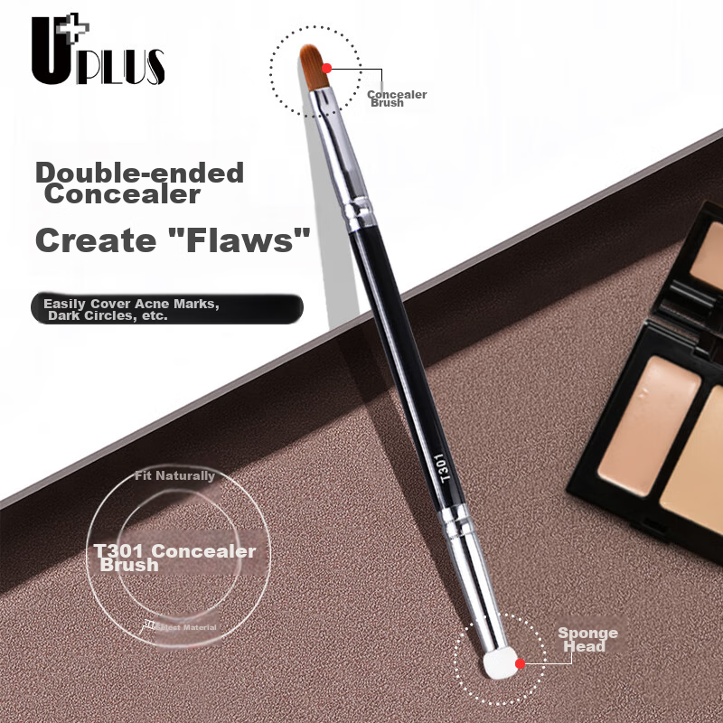 UPLUS Dual-Ended Portable Concealer Brush T301, Makeup Brush, Sponge Head, for Detailed Local Coverage, Concealing Dark Circles