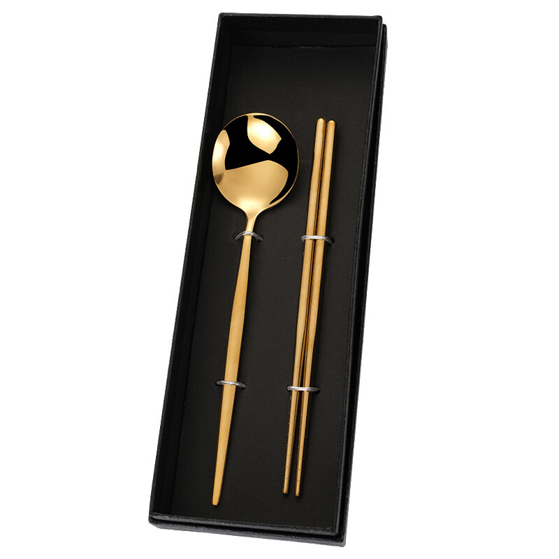 Китайская Подарочная коробка из Нержавеющей Стали Портативная подарочная посуда костюм палочки для еды ложка из двух