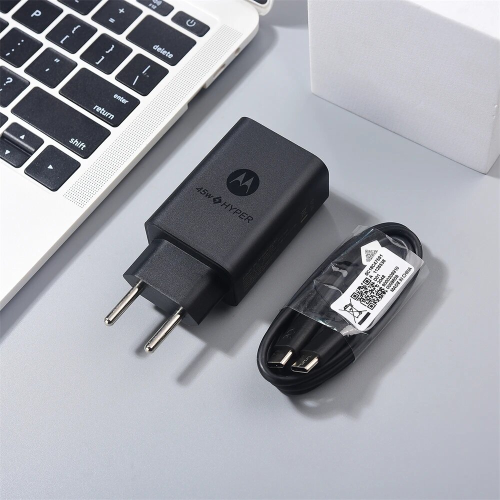 Для Motorola Razr 50 40 Ultra S50 45 Вт Зарядное устройство ЕС Двойной порт PD Адаптер питания USB Тип C Кабель Для Moto G75 G55 G85 G84 G52 G72 EU add Cable