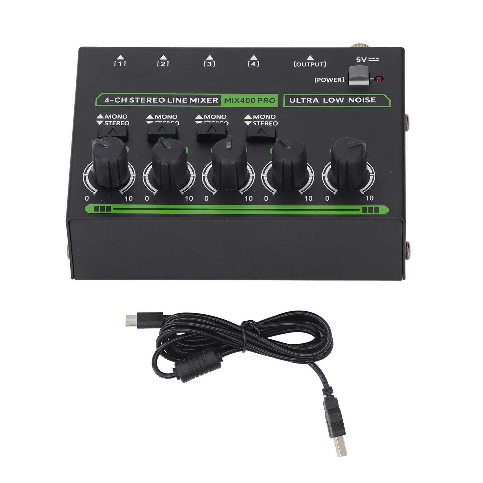 4 -канальный стерео -линейный микшер 6,35 мм интерфейс супер низкий уровень шума.
