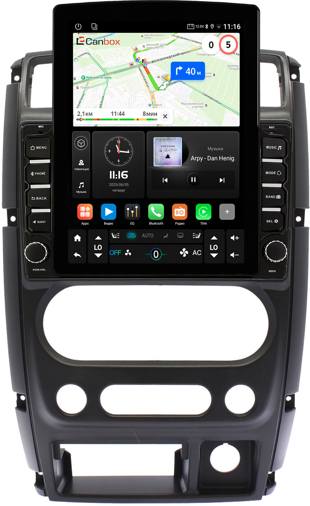 Штатная магнитола Suzuki Jimny 3 2005-2019 Canbox GT095-9-357 на Android 10 (QLed, 2/32, DSP, CarPlay)